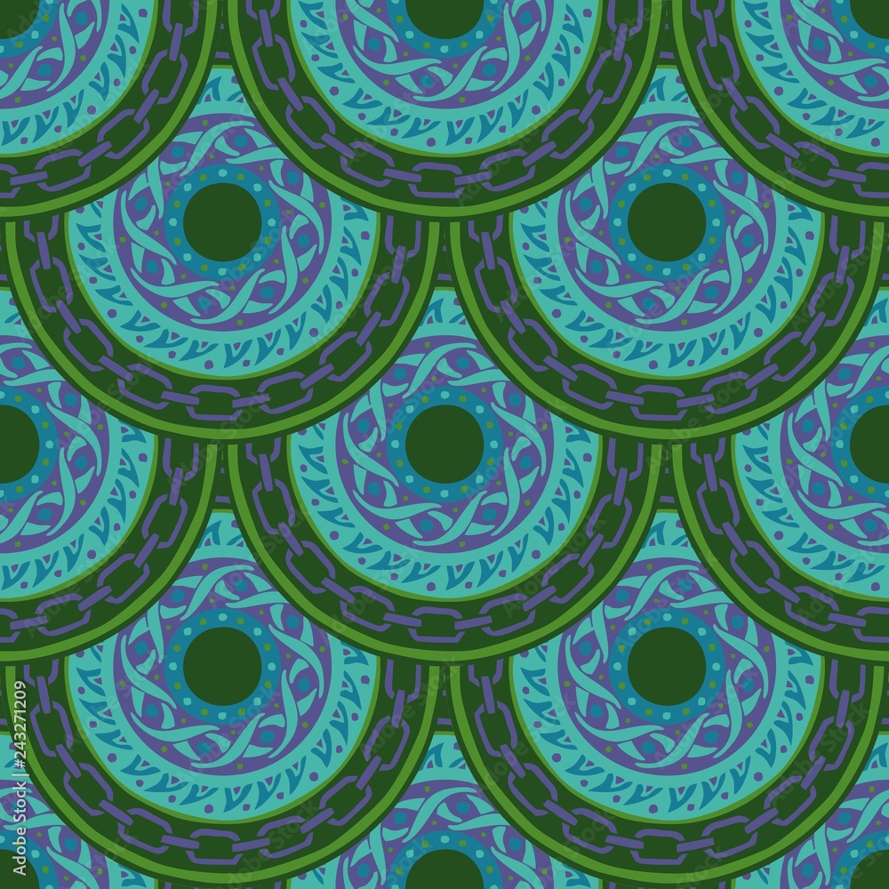 Africa tribal tattoo scale design with chain seamless pattern ...