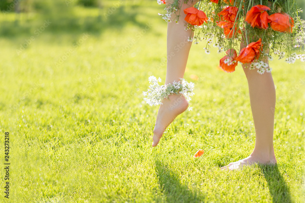 Beautiful woman legs barefoot, steps Stock Photo | Adobe Stock