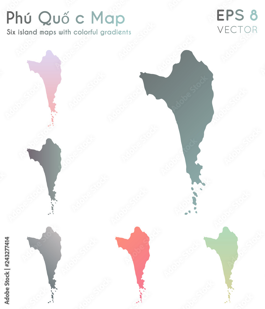 Map of Phu Quoc with beautiful gradients. Attractive set of Phu Quoc ...