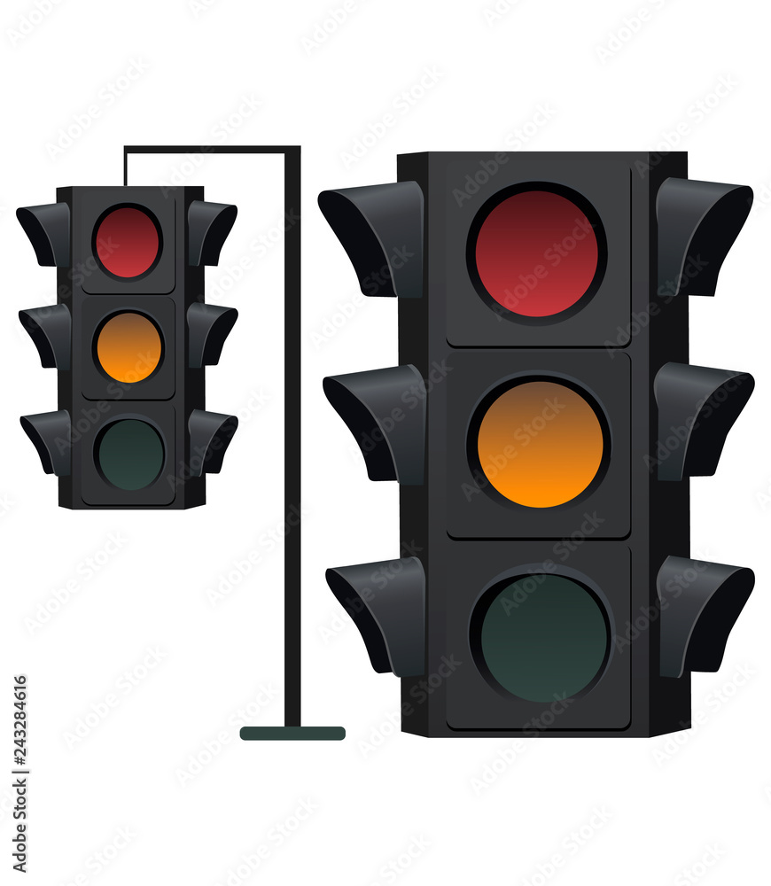 Icons depicting typical horizontal traffic signals with red light above ...