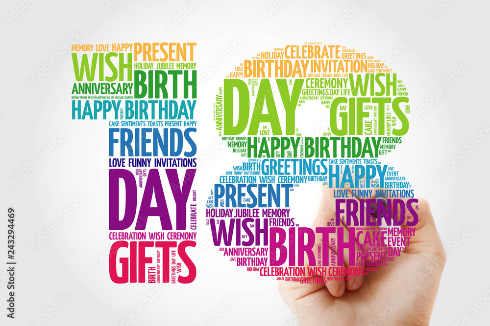 Happy 18th birthday word cloud collage concept with marker Stock Photo ...