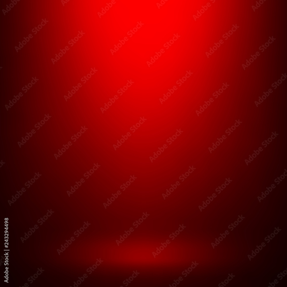 Empty red studio room background, used as background for display your ...
