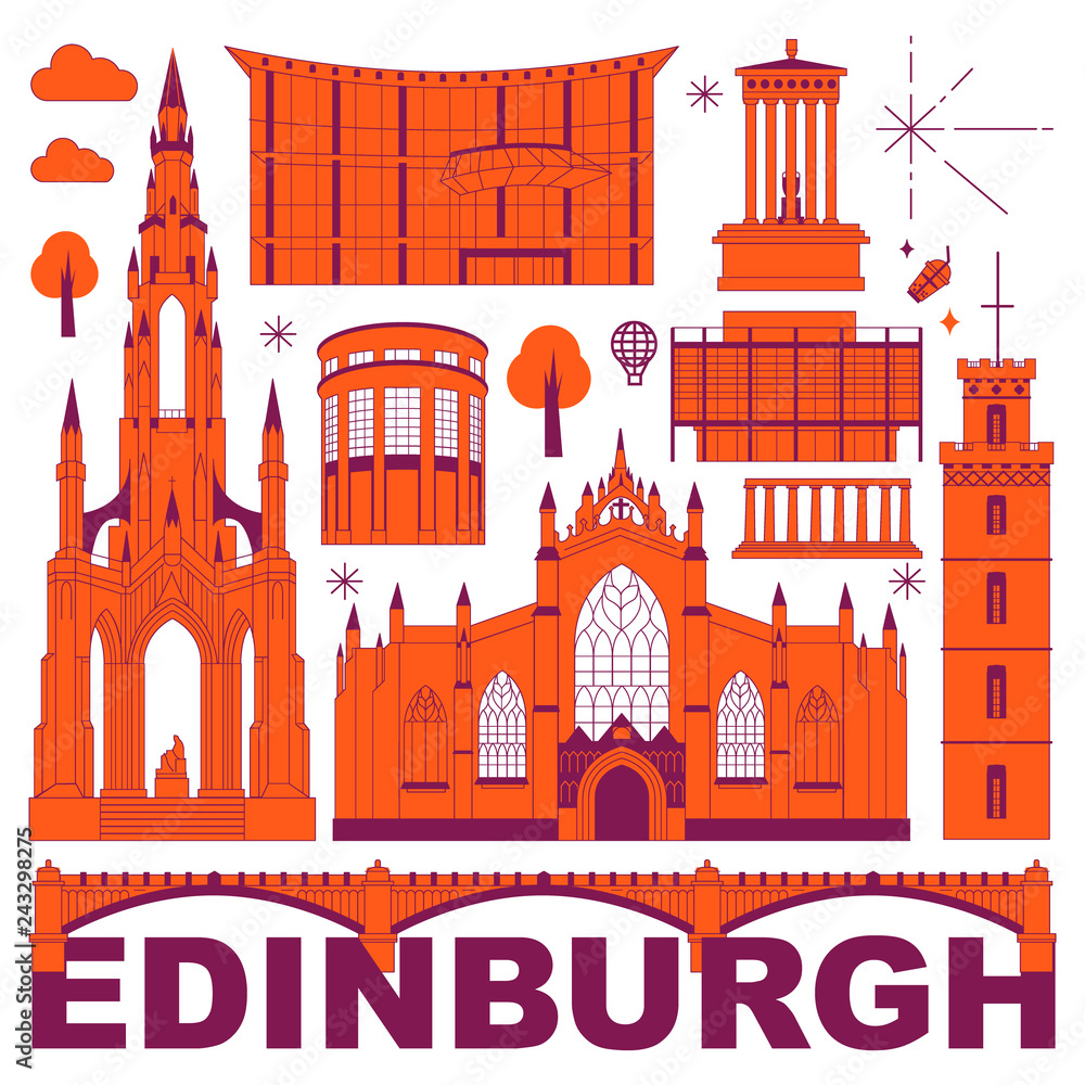 Edinburgh culture travel set, famous architectures and specialties in ...