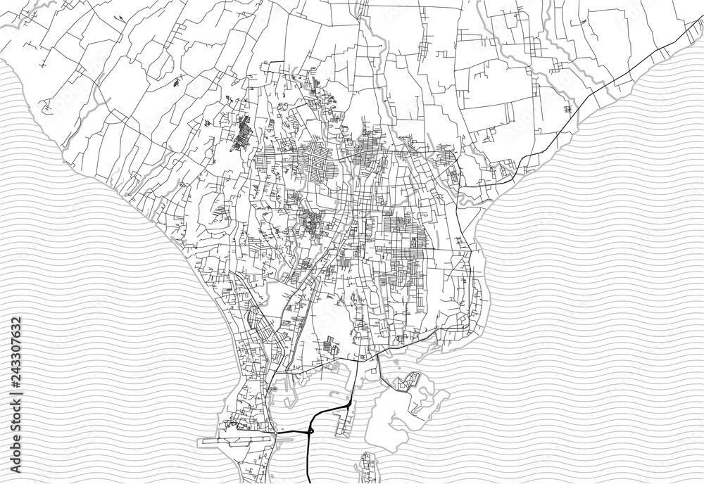 Area map of Denpasar, Indonesia Stock Vector | Adobe Stock