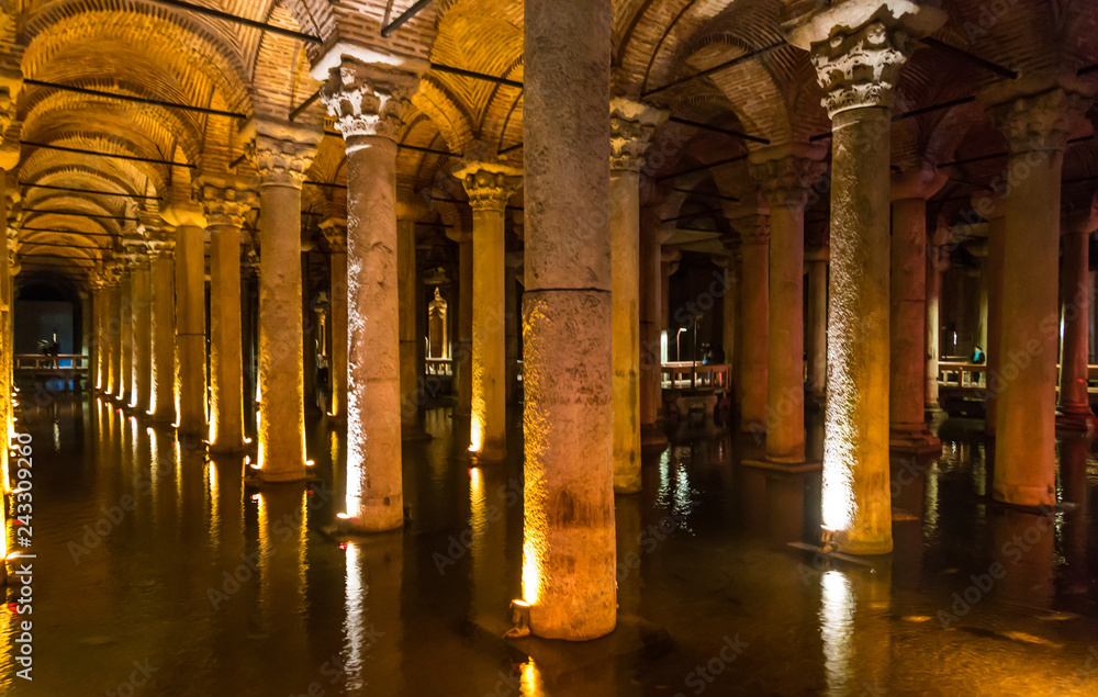 The Basilica Cistern, is the largest of several hundred ancient ...