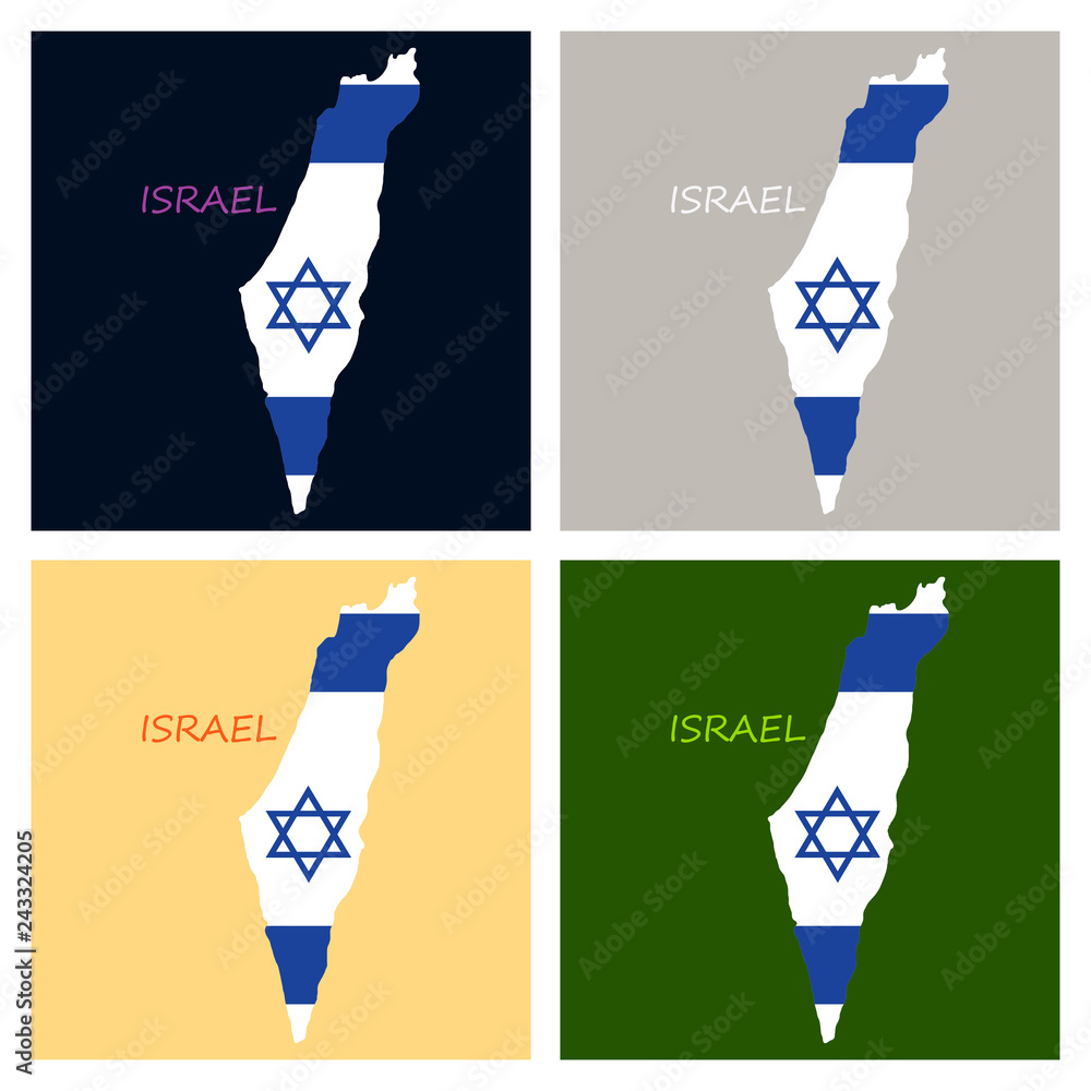 Israel map painted in the color of the flag Stock Vector | Adobe Stock