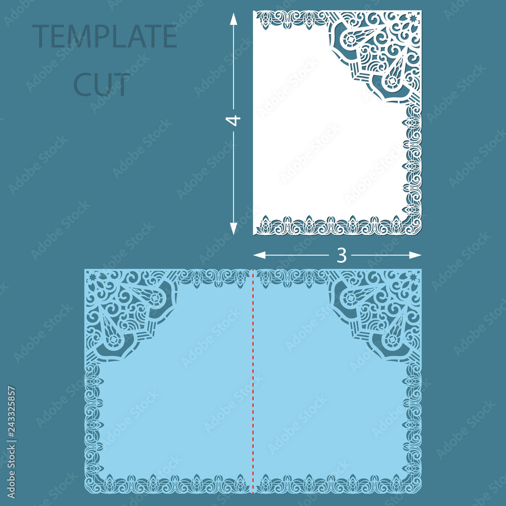 Template greeting congratulatory card with a decorative border on the ...