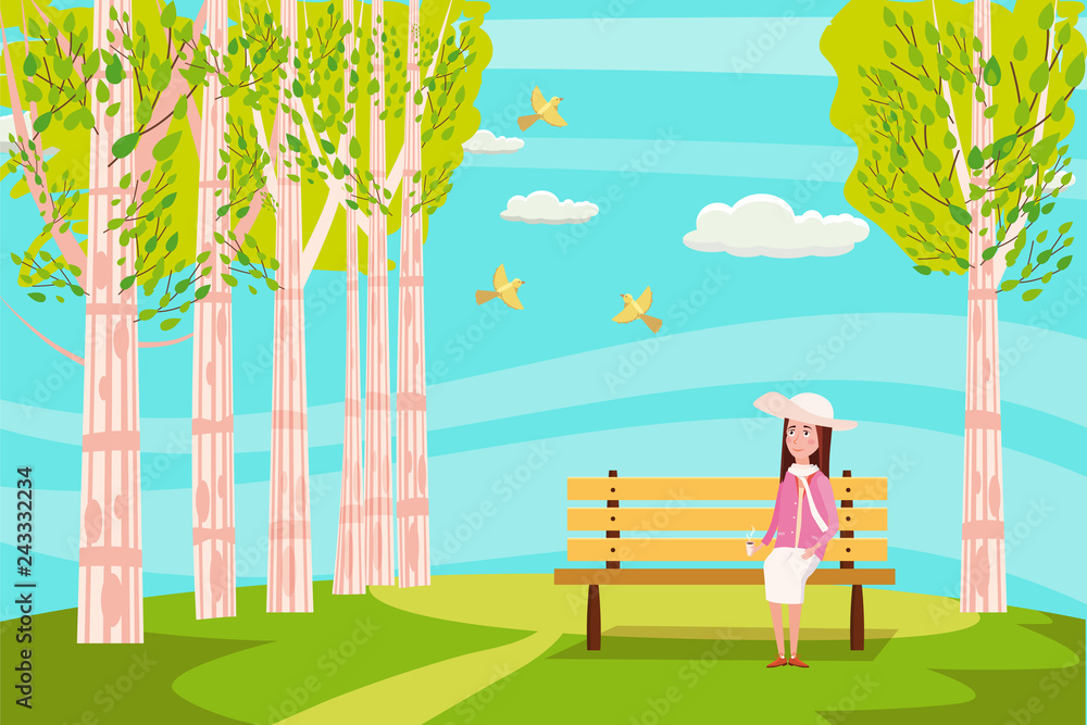 Girl Sitting Against Tree Cartoon