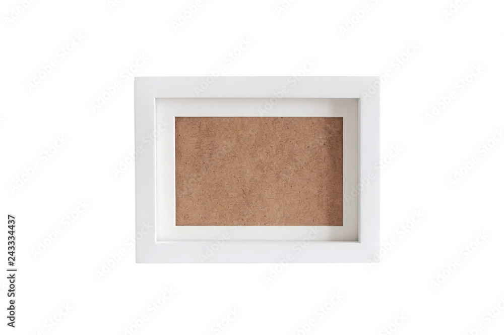 White photo frame with natural background inside, on white. Clipping ...