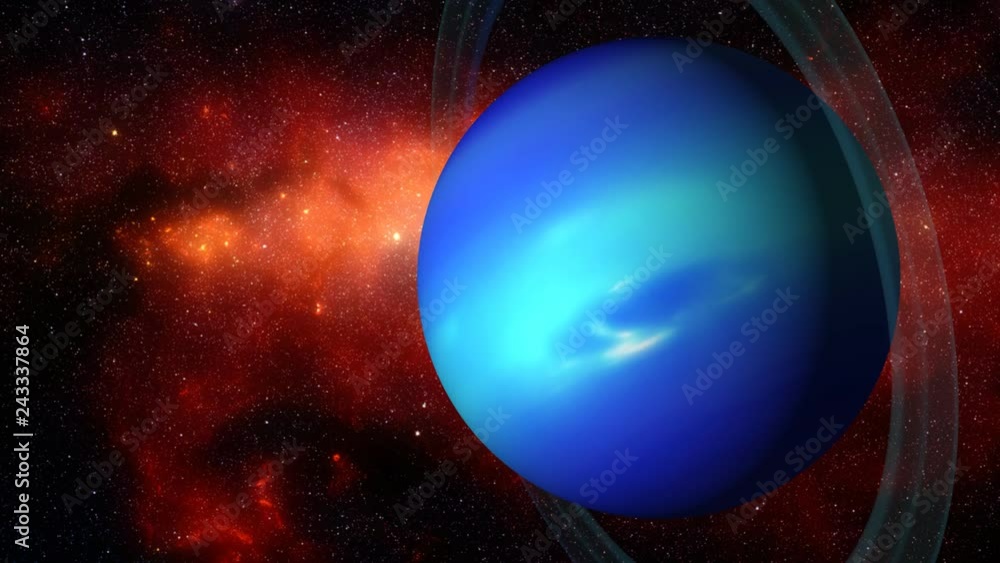 3D Animation of the Planet Neptune Spinning over Galaxy Background ...
