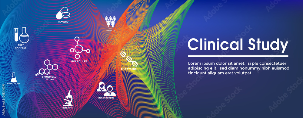 Clinical Study Web Header Banner & Icon Set Stock Vector | Adobe Stock