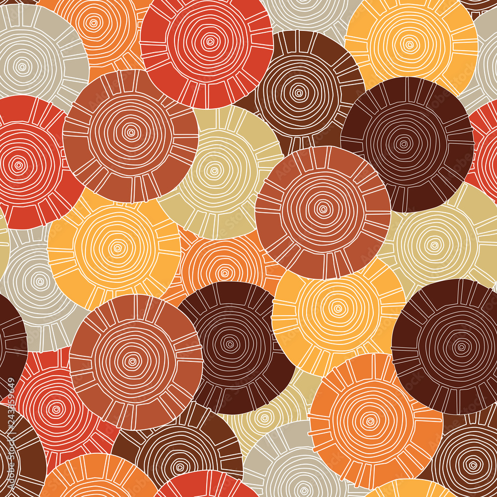 Circular, tribal pattern with motifs of African tribes Surma and Mursi ...