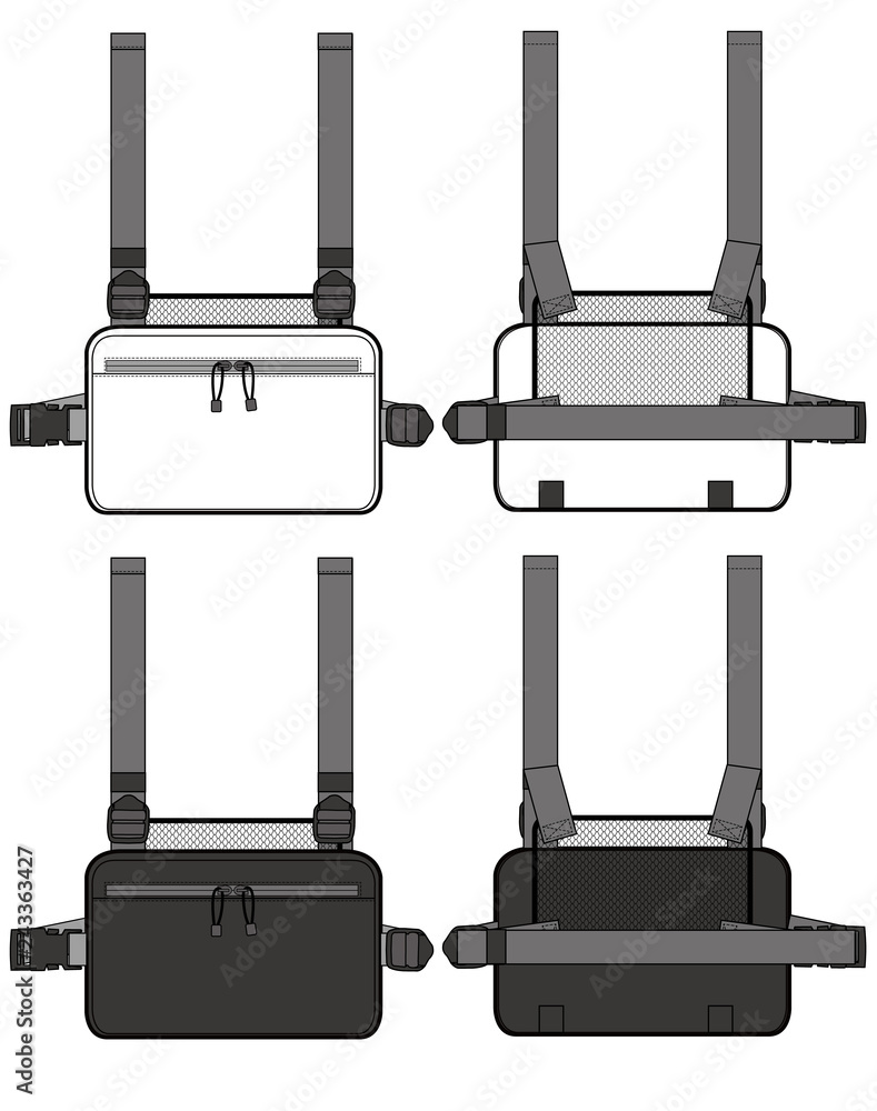 Chest Bag Fashion flat technical drawing vector template Stock Vector ...