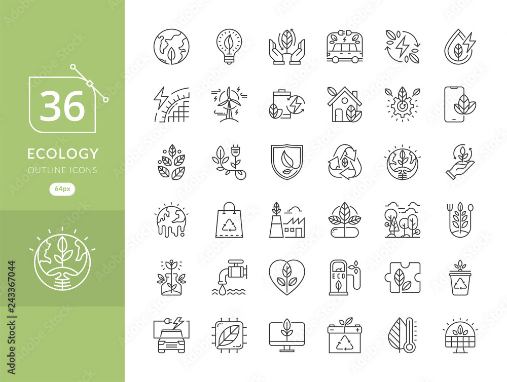 Simple set of eco icons. Modern thin line icons set of eco friendly ...