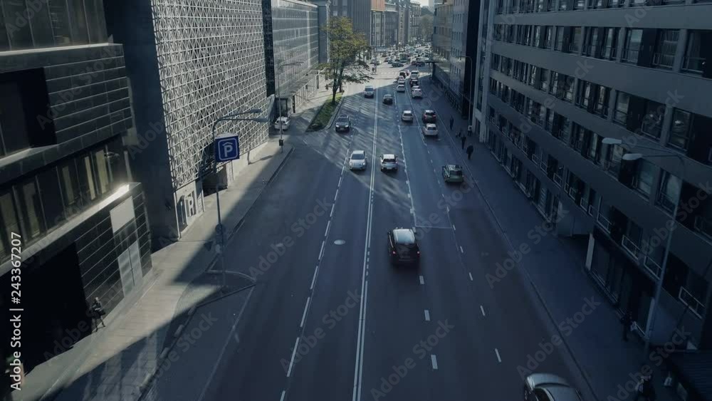 Top Down Aerial Drone Tracking Shot of of Cars Moving on Freeway ...