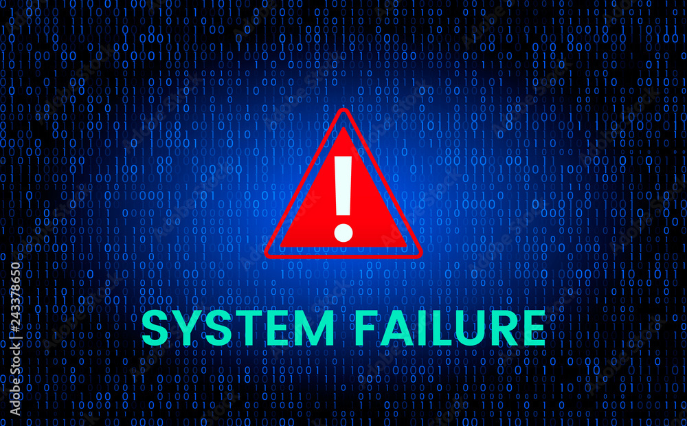 The message is a system failure against the background of the binary ...
