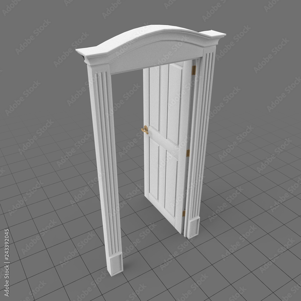 Open door with decorative frame Stock 3D asset | Adobe Stock