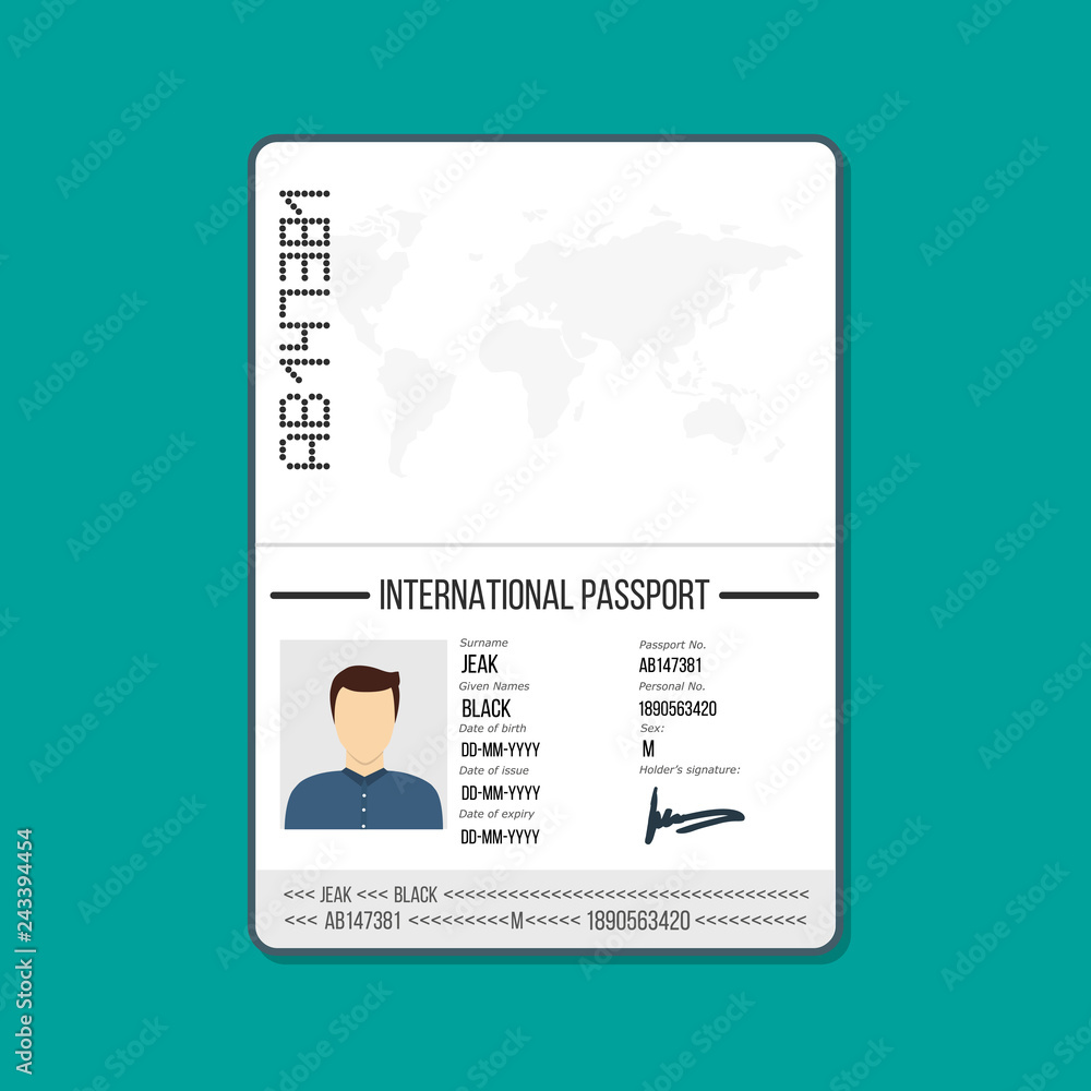 Cartoon ID card or Car driver license. Male passport template Vector ...