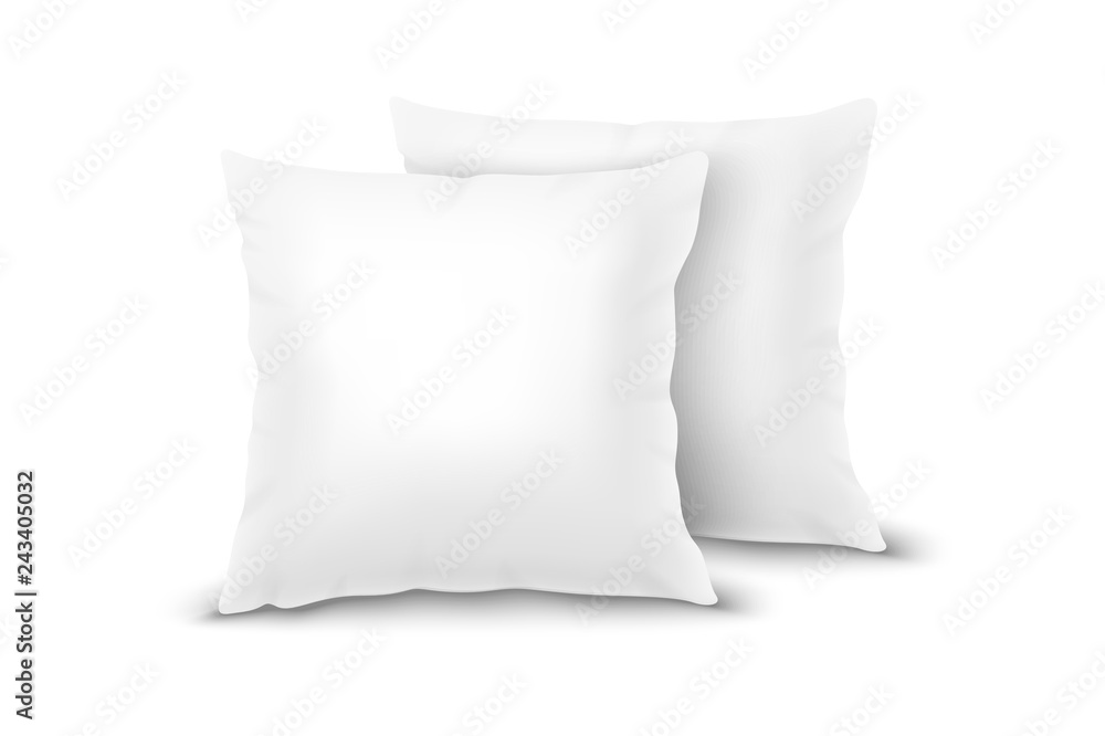 Vector Realistic 3d White Pillow Set Closeup Isolated on White ...