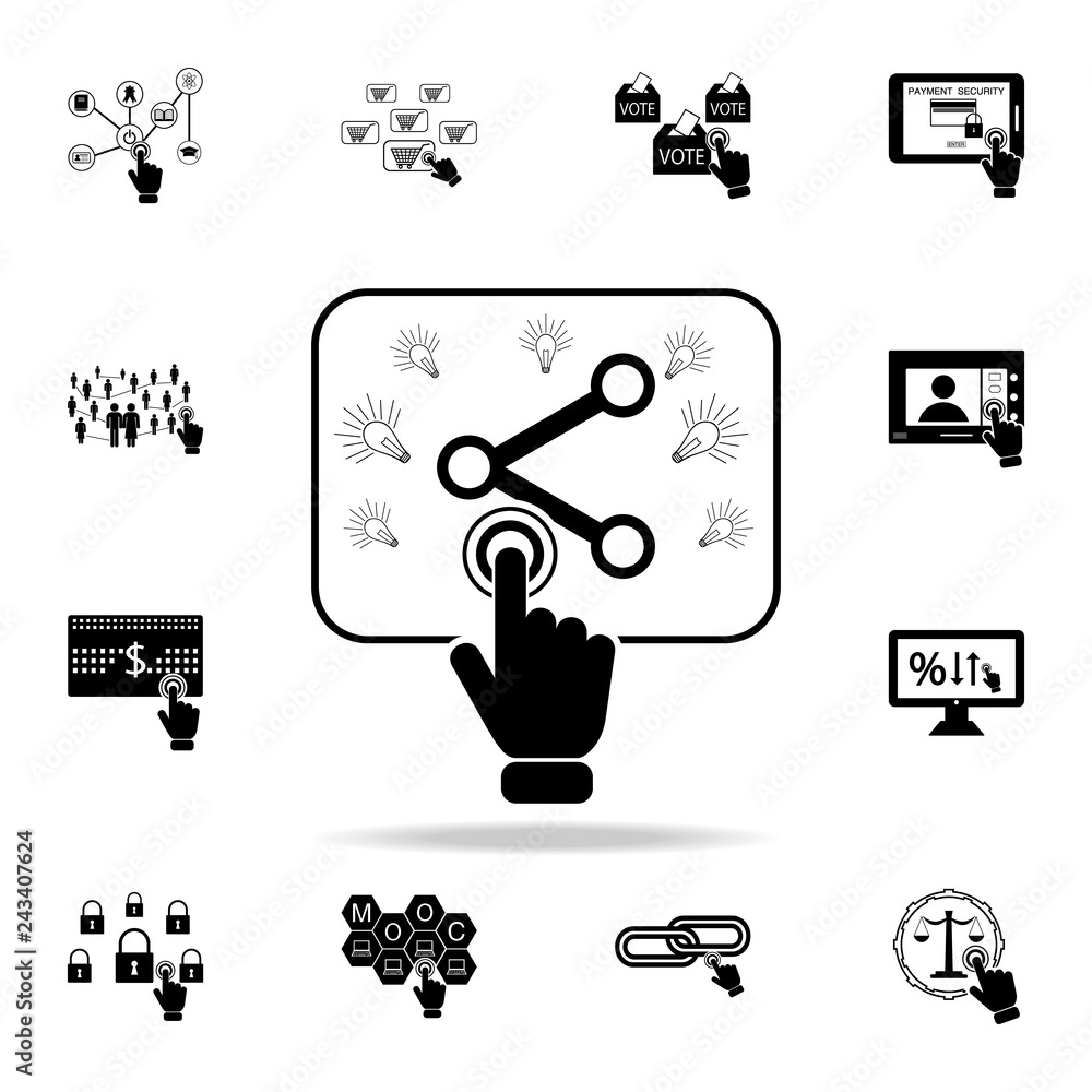 Ideas sharing concept on touch screen icon. Detailed set of digital ...