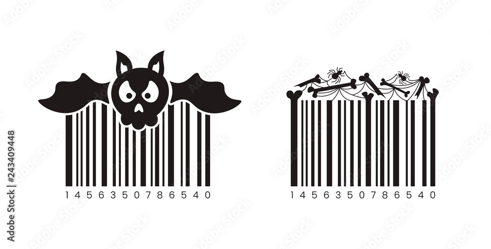 Barcodes vector set bat skull and spider with bones Stock Vector ...