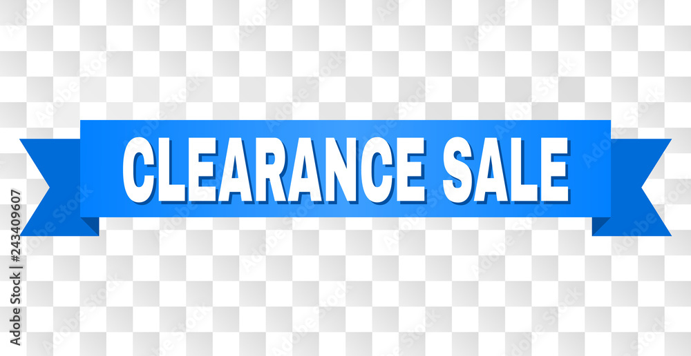 CLEARANCE SALE text on a ribbon. Designed with white title and blue ...