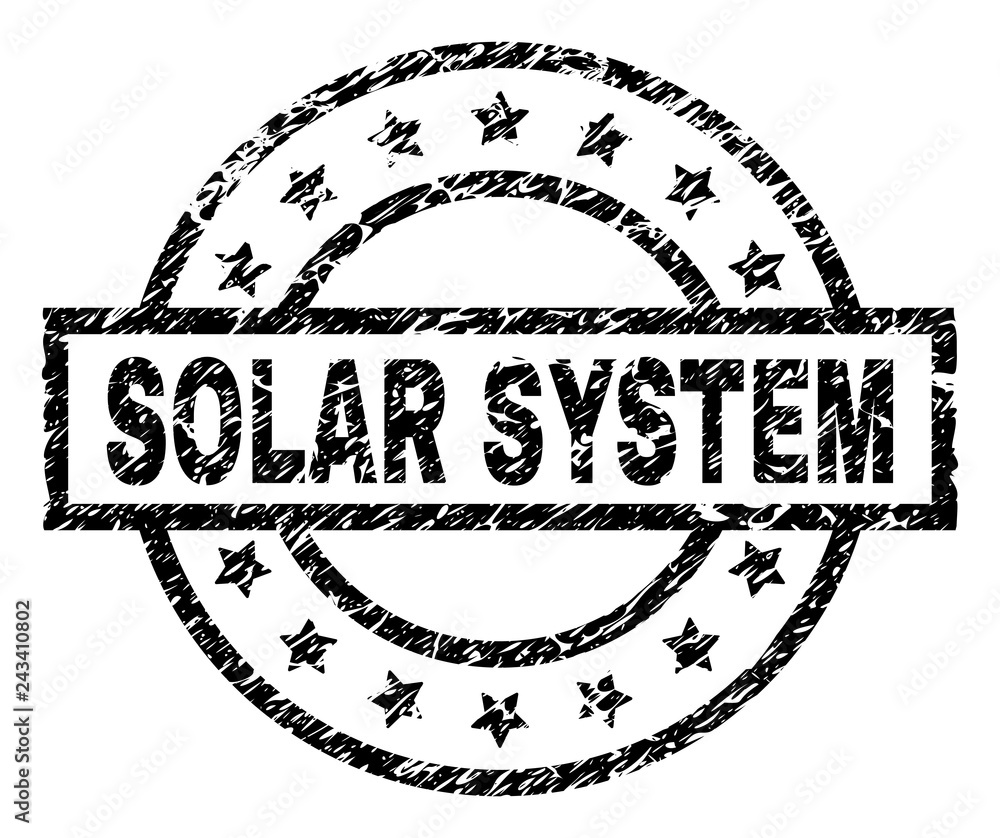 SOLAR SYSTEM stamp seal watermark with distress style. Designed with ...
