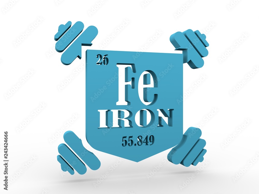 Iron text and dumbbell icon. Image relative for gym and bodybuilding ...