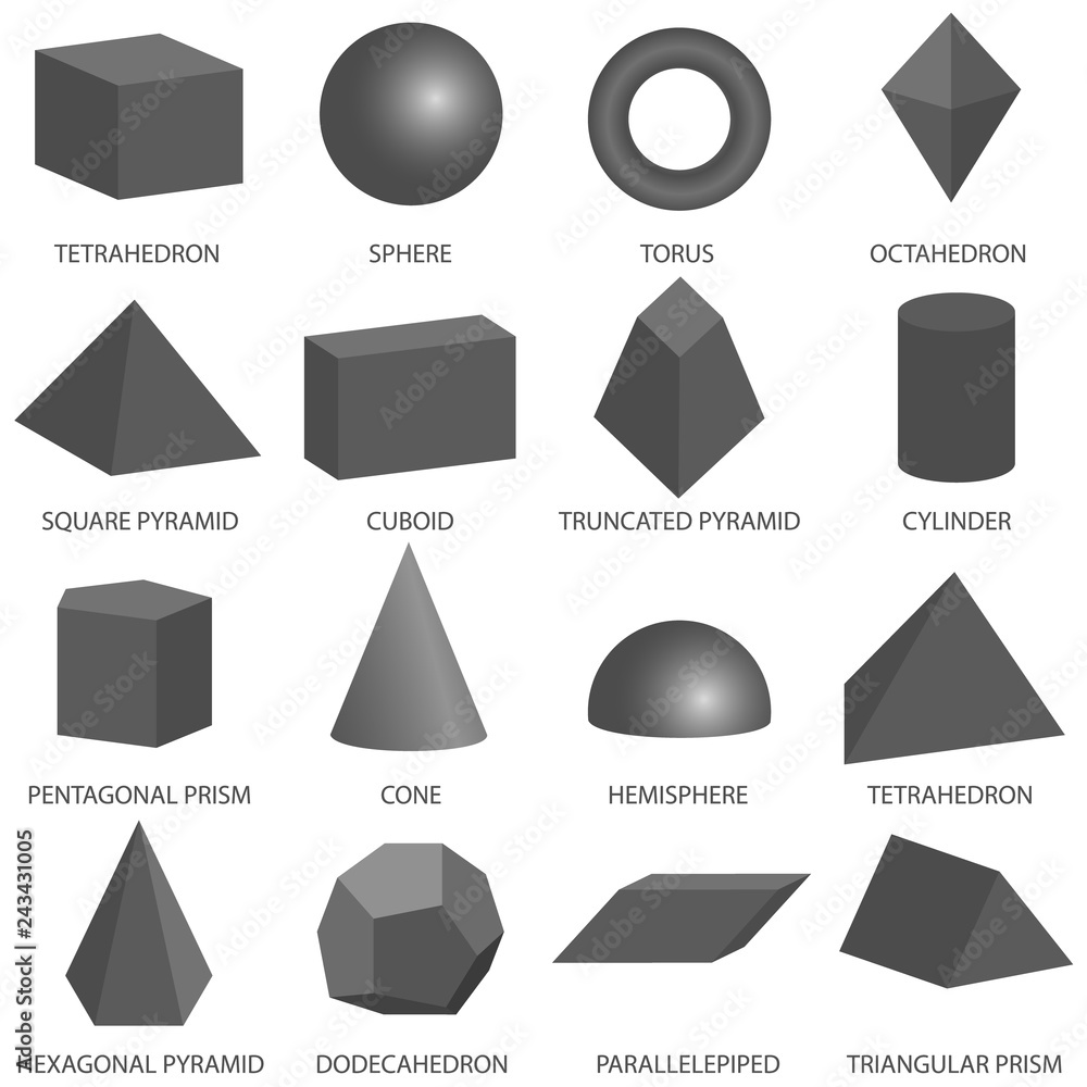 Basic 3d geometric shapes isolated on white background. All basic 3d ...
