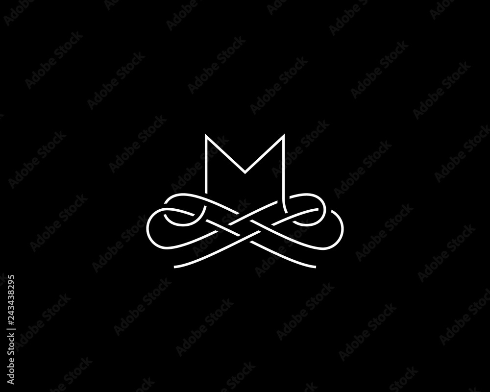 Linear monogram vector symbol logo. Premium letter M logotype. Stock ...
