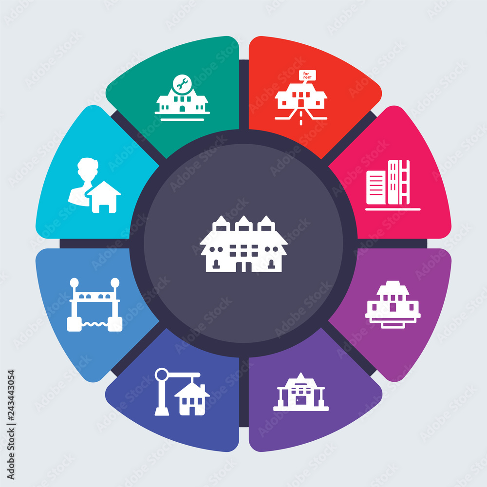 real estate vector template for infographics. Business concept with 9 ...