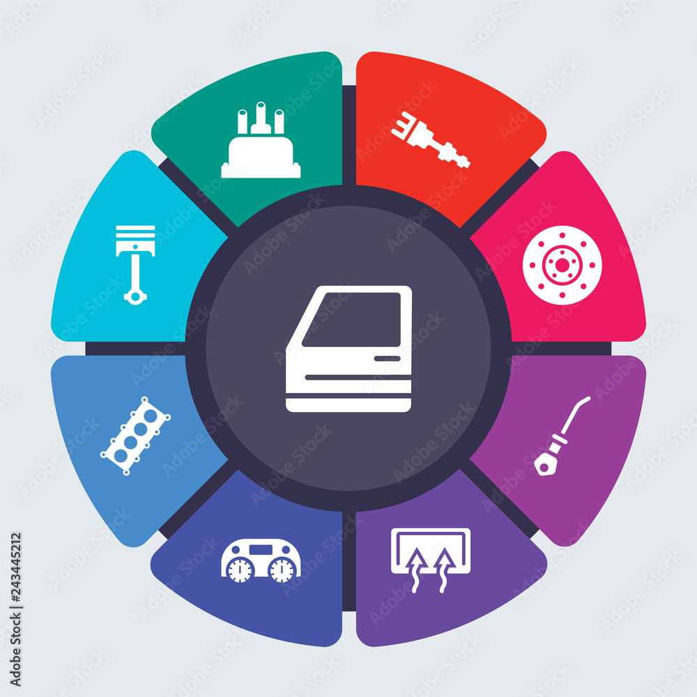 car parts vector template for infographics. Business concept with 9 ...