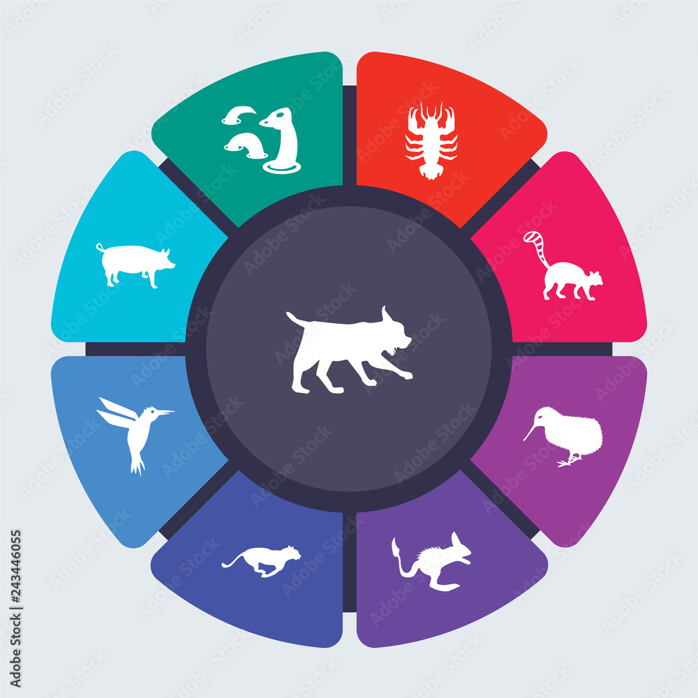 animals vector template for infographics. Business concept with 9 ...