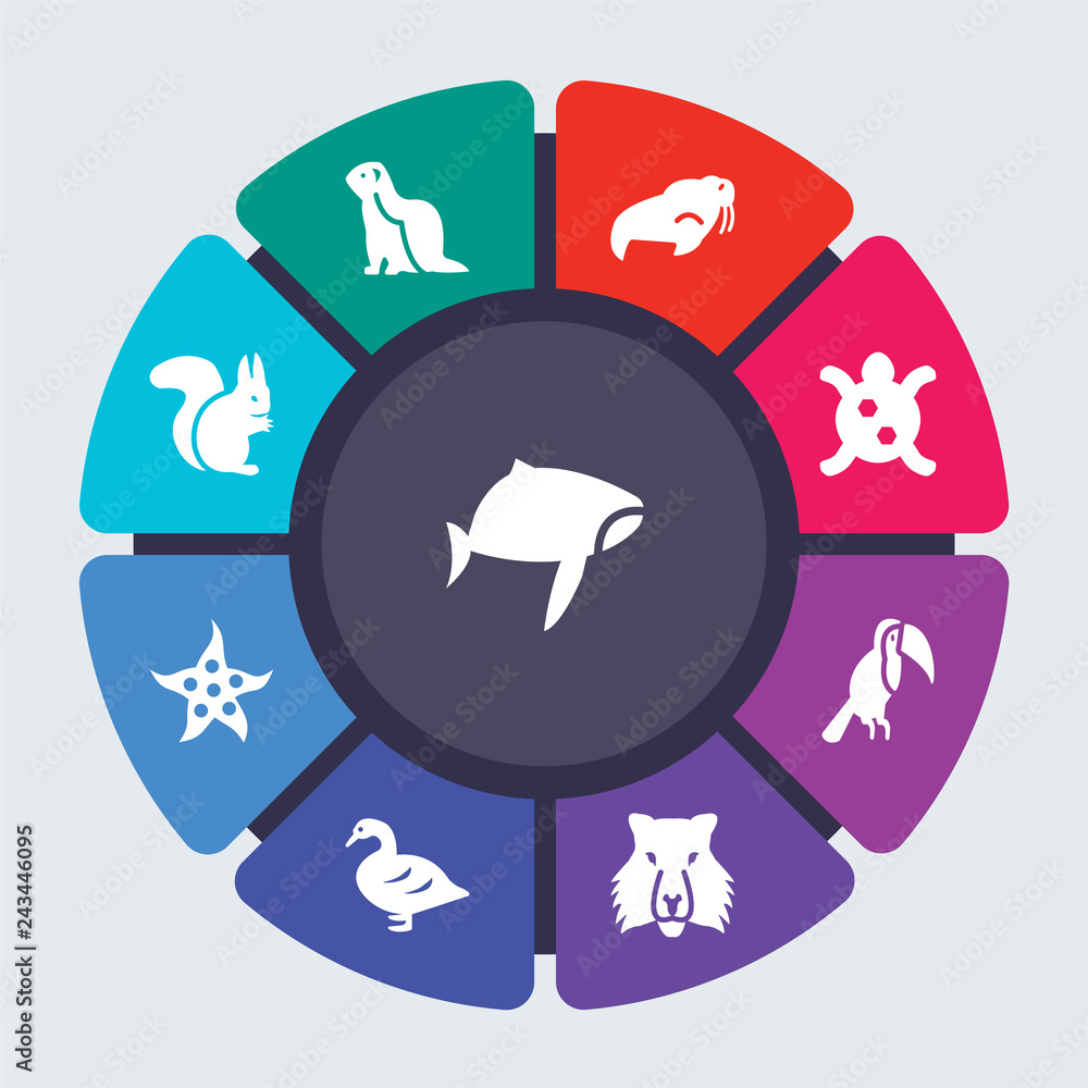 animals vector template for infographics. Business concept with 9 ...