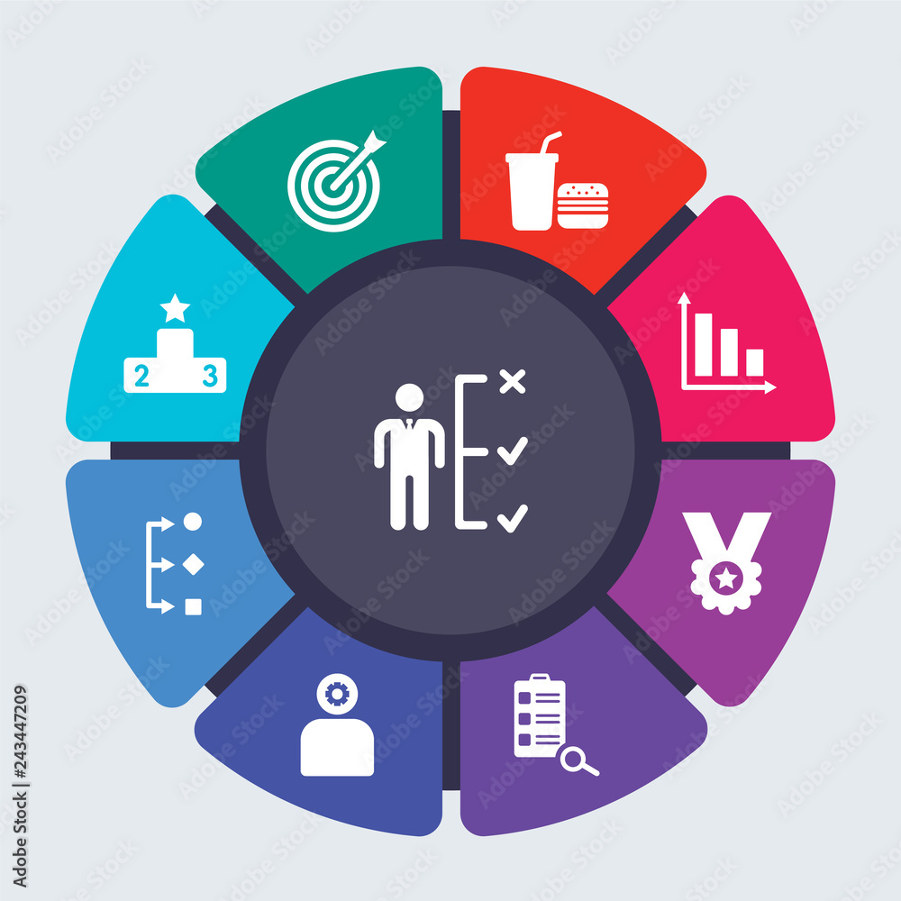 productivity vector template for infographics. Business concept with 9 ...