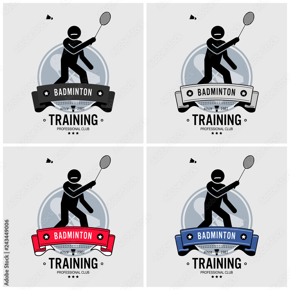 Badminton club logo design. Vector artwork of badminton player and ...