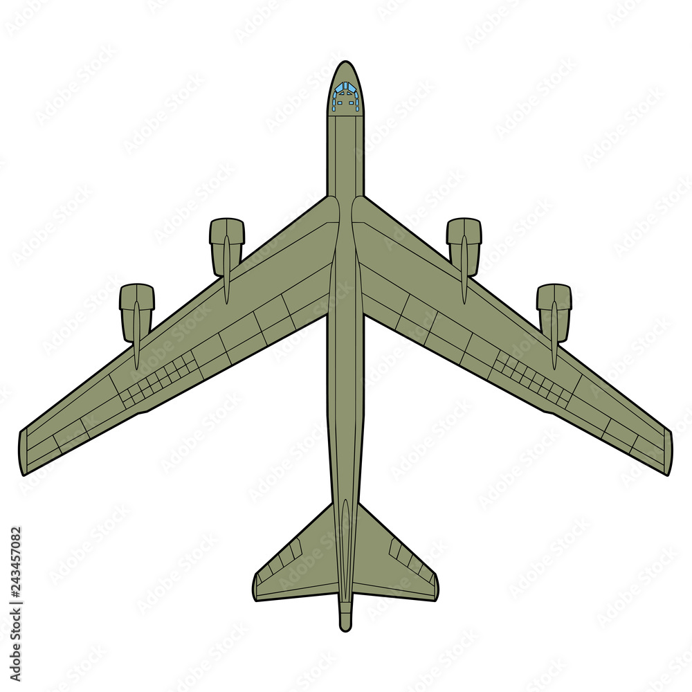 B-52 bomb plane top view illustration Stock Illustration | Adobe Stock