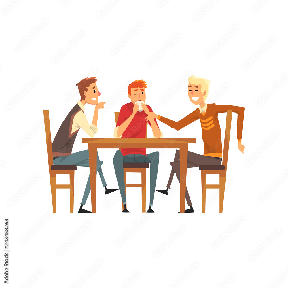Group Of People Talking At Table Cartoon