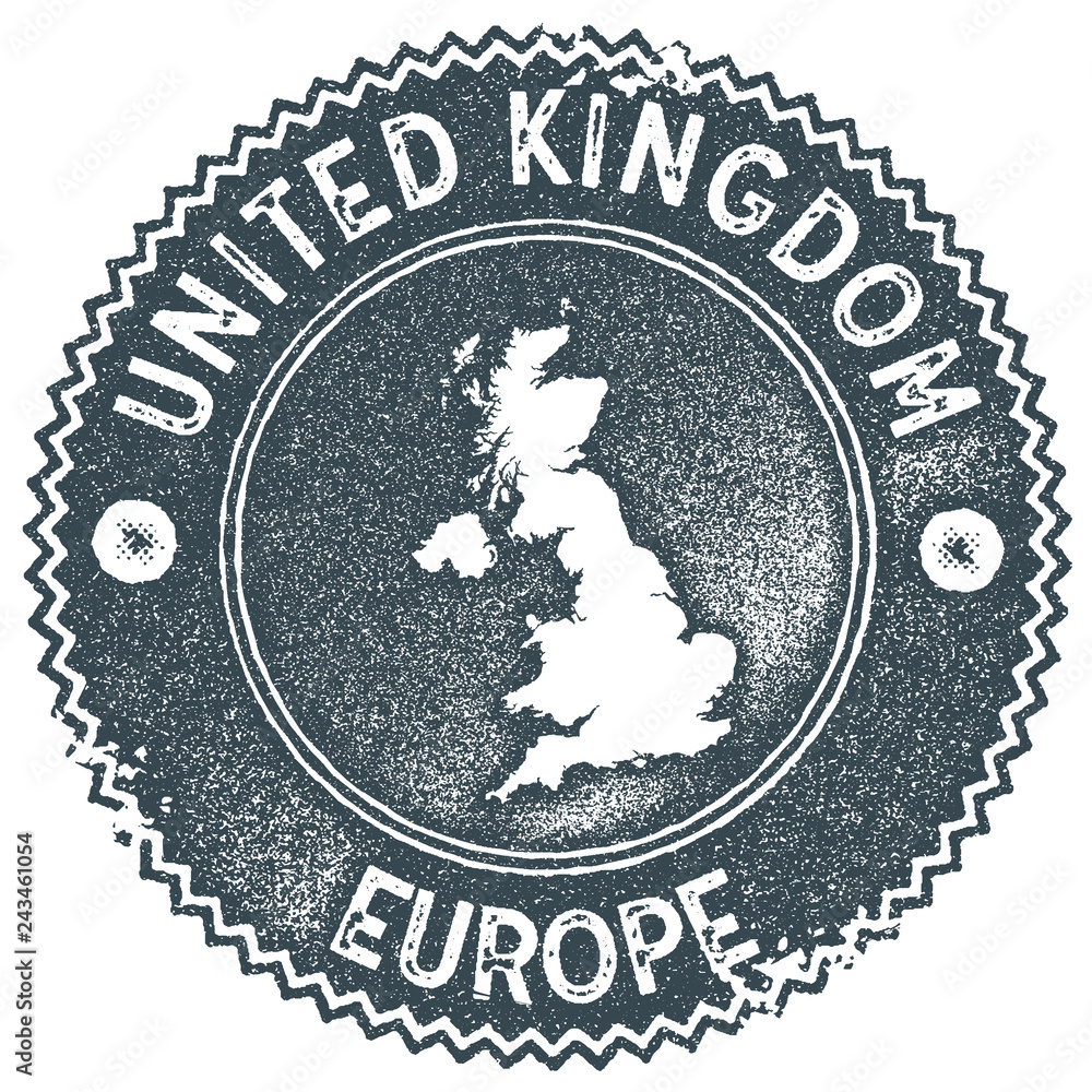United Kingdom map vintage stamp. Retro style handmade label, badge or ...