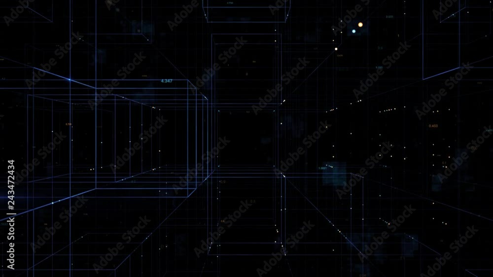 3d render digital background with block cells and particles. Perfect ...