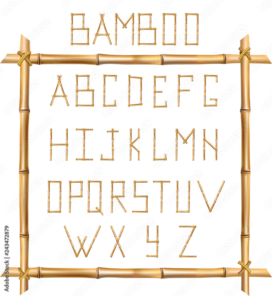 Vector bamboo alphabet isolated on white background. Stock Vector ...