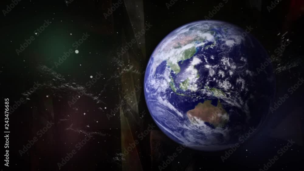 Planet Earth rotates around its orbit, moving from left to right ...