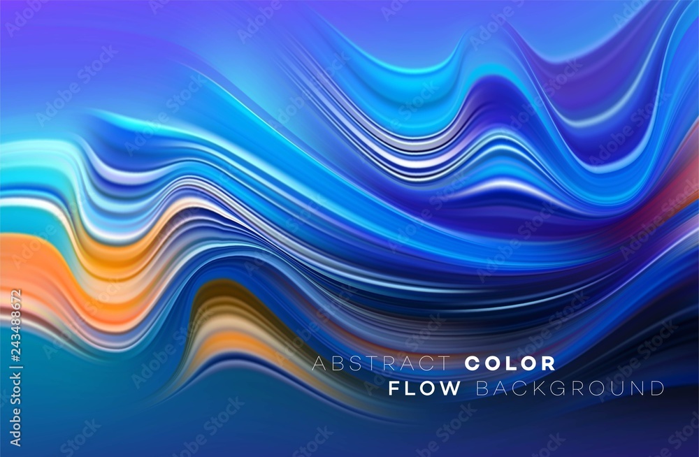 Modern colorful flow poster. Wave Liquid shape in black color ...