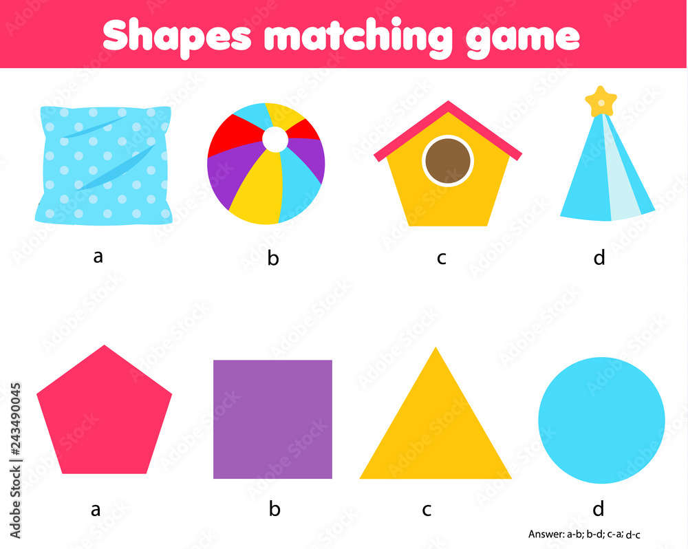 Educational children game. Matching game worksheet for kids. Match by ...