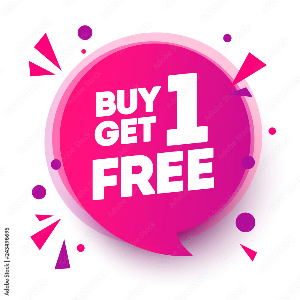 Vector Illustration Buy 1 Get 1 Free, Sale Tag, Banner Design Speech ...