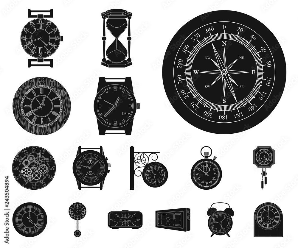 Vector design of clock and time icon. Set of clock and circle vector ...