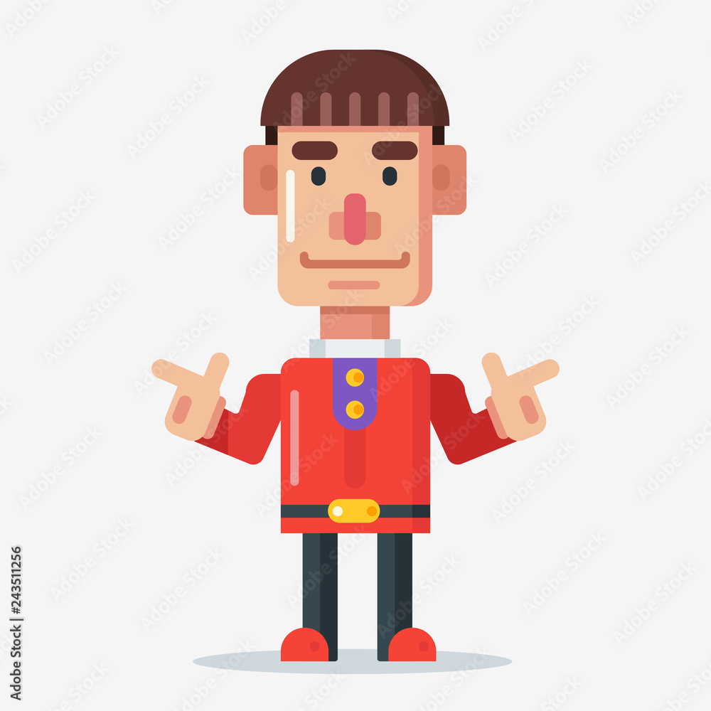 Cartoon man character with red shirt doing finger gun gesture Stock ...