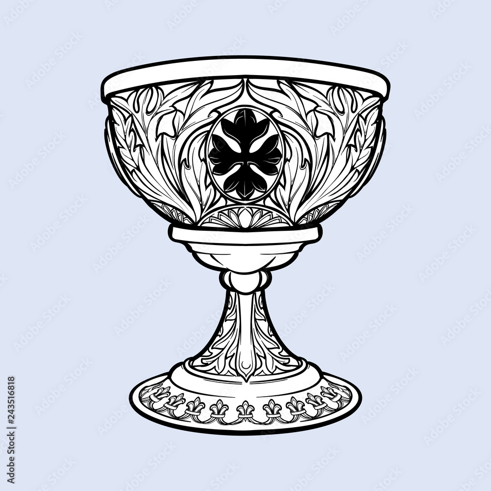 Decorative Goblet. Medieval gothic style concept art. Design element ...