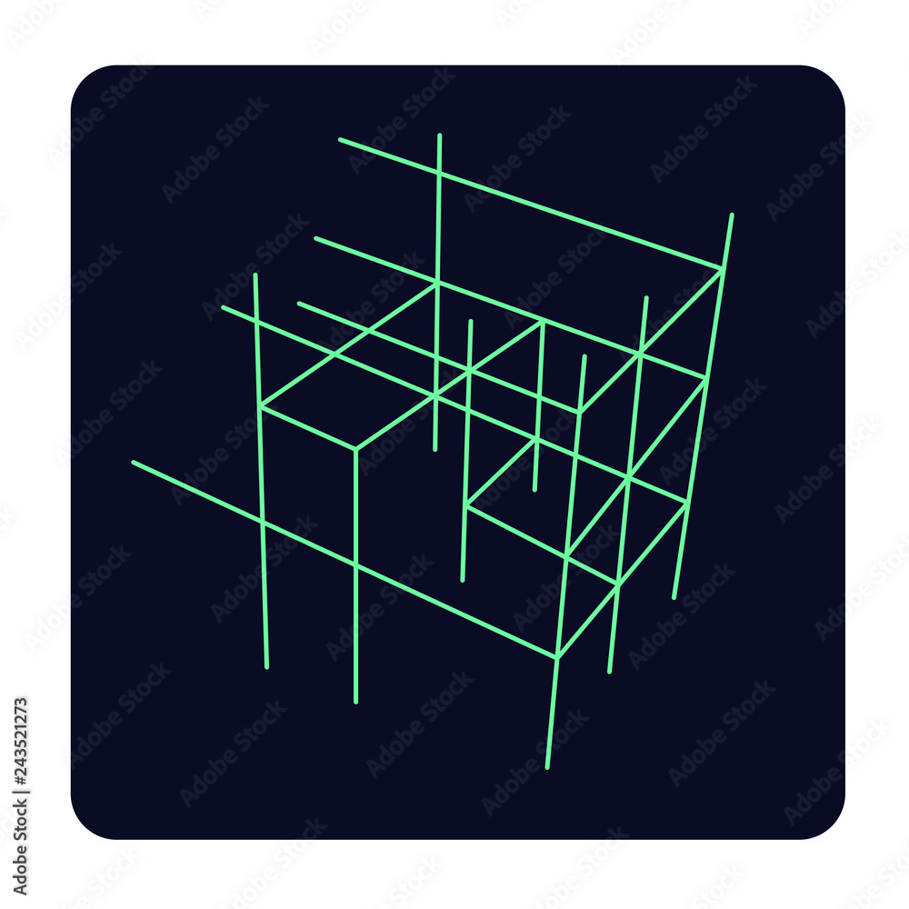 BIM, Building Information Modelling, Icon in line art style, Easy to ...