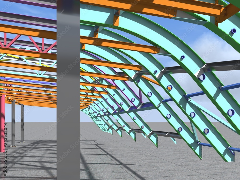 BIM model of metal structure. The building is made of metal structures ...